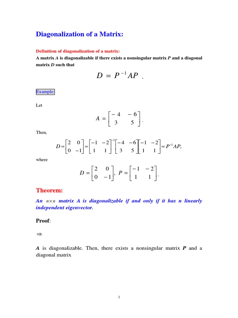 Diagonalization Practice Problem | PDF | Eigenvalues And Eigenvectors | Linear Algebra