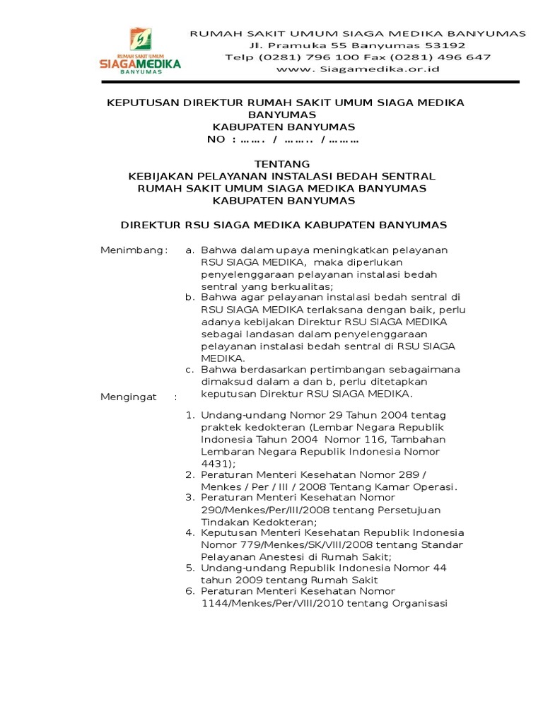 Kebijakan Pelayanan Ibs Rsu Siaga Medika Banyumas | PDF