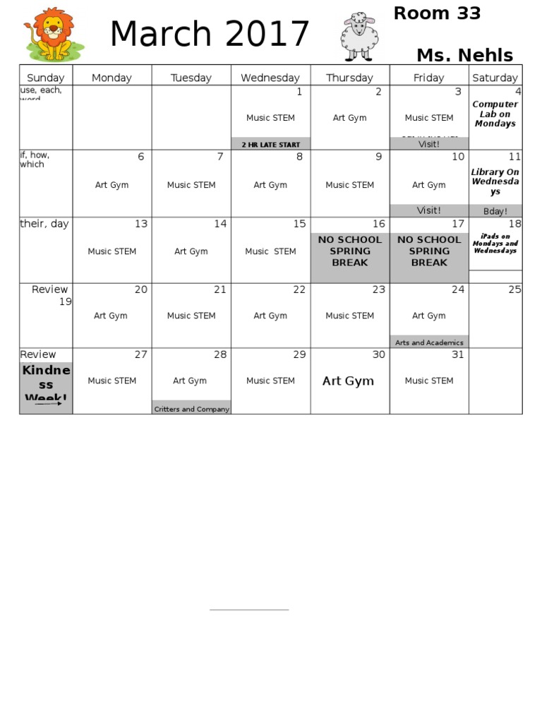 March Calendar | PDF | Leisure | Sports