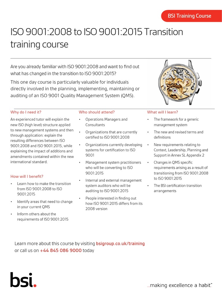 BSI ISO 9001 Training Sales Flyer Transition UK en | PDF | Iso 9000 ...