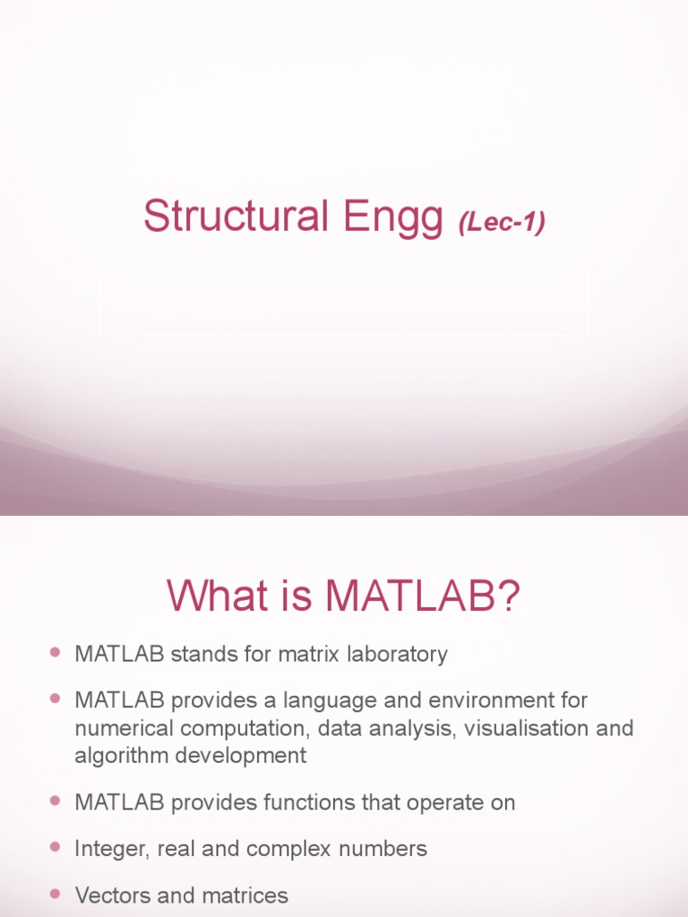 Lec 1 (1april, 2015) | PDF | Matlab | Matrix (Mathematics)