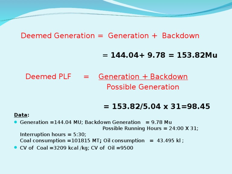 Deemed Generation and PLF Calculation | PDF