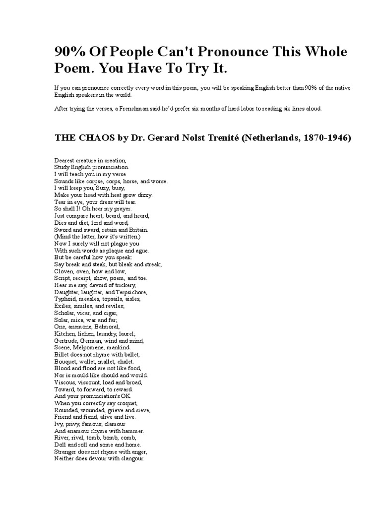 The CHAOS by Dr. Gerard Nolst Trenité - Script