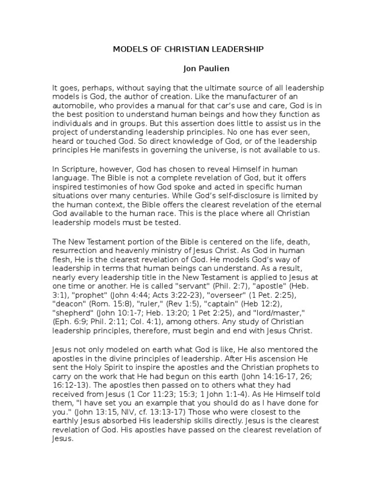 MODELS OF CHRISTIAN LEADERSHIP: SERVANT, NOT DOMINANT | PDF | Elder ...