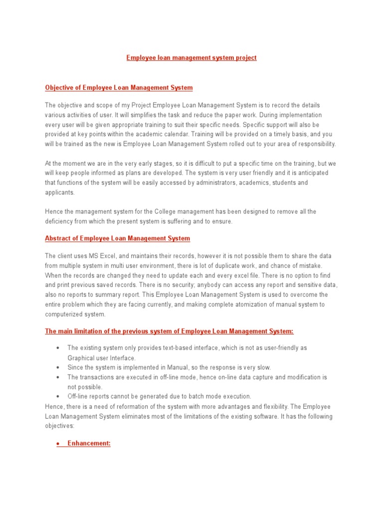 Employee Loan Management System Project Report | Databases | Input/Output