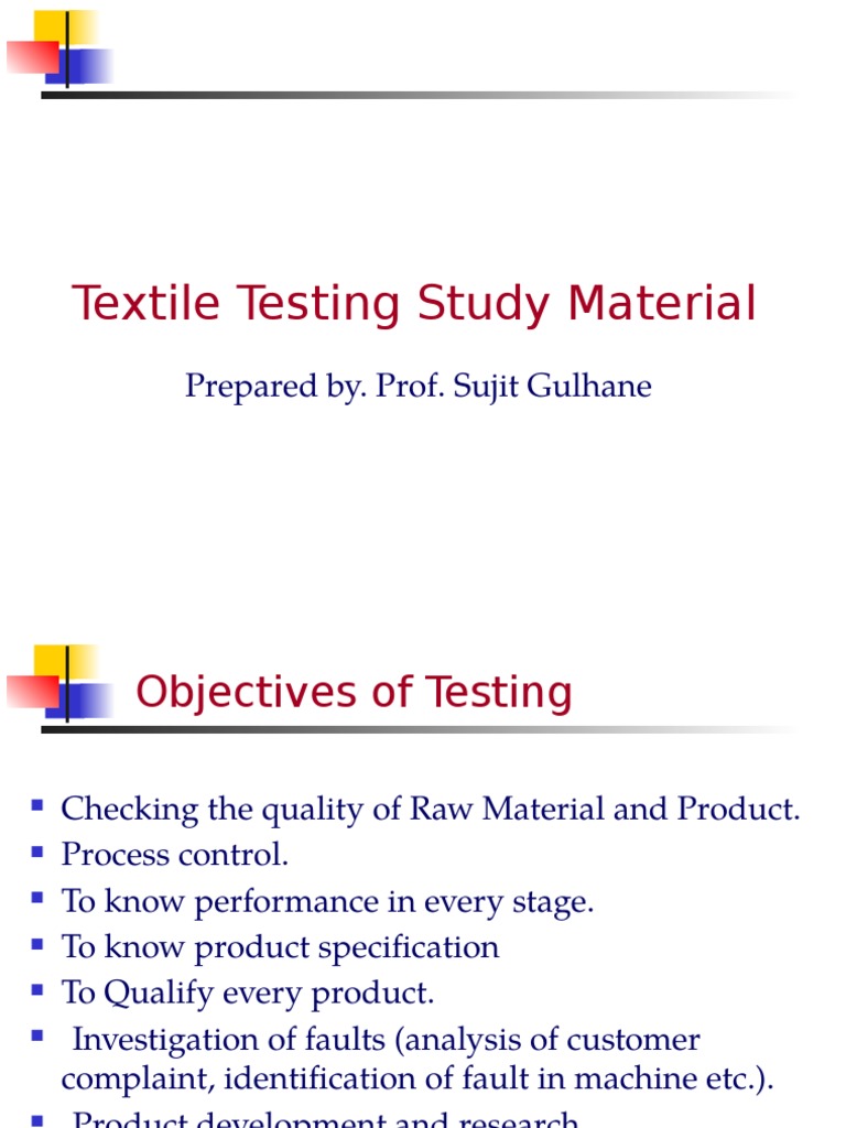 Textile Testing Study Material | PDF