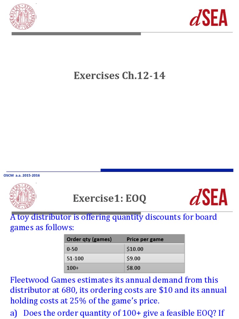 OSCMExercises2 200416 WITHSOLUTIONS PDF | PDF | Production And Manufacturing | Industries