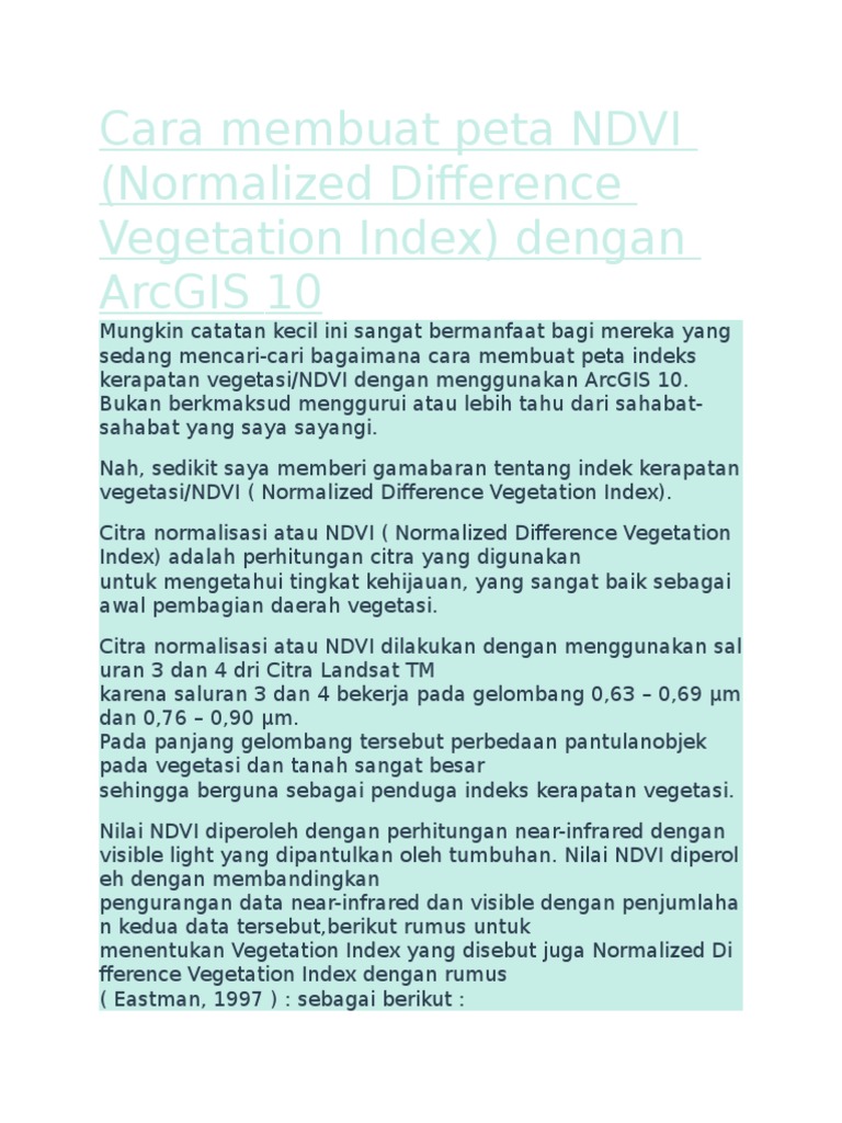 Cara Membuat Peta NDVI | PDF | Metode & Bahan Ajar | Sains & Matematika