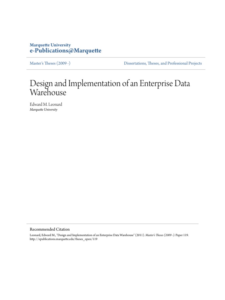 Design and Implementation of An Enterprise Data Warehouse | PDF | Data ...