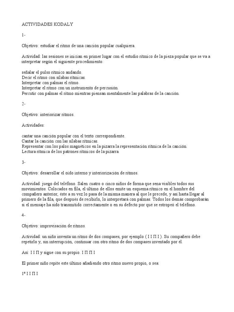 Actividades del Método Kodály | PDF