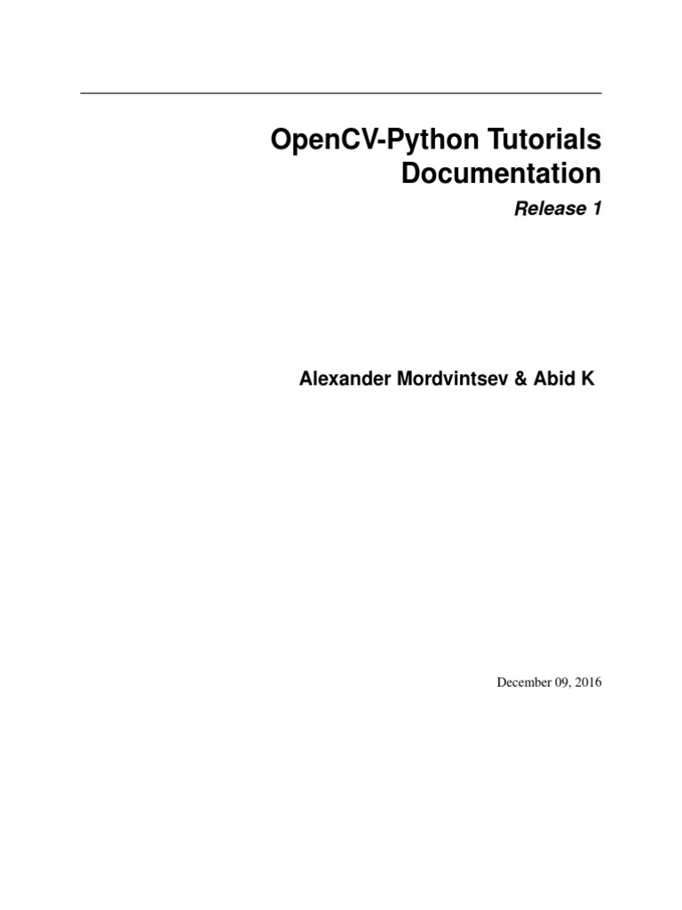 Opencv Python Tutroals Pdf Python Programming Language Computing