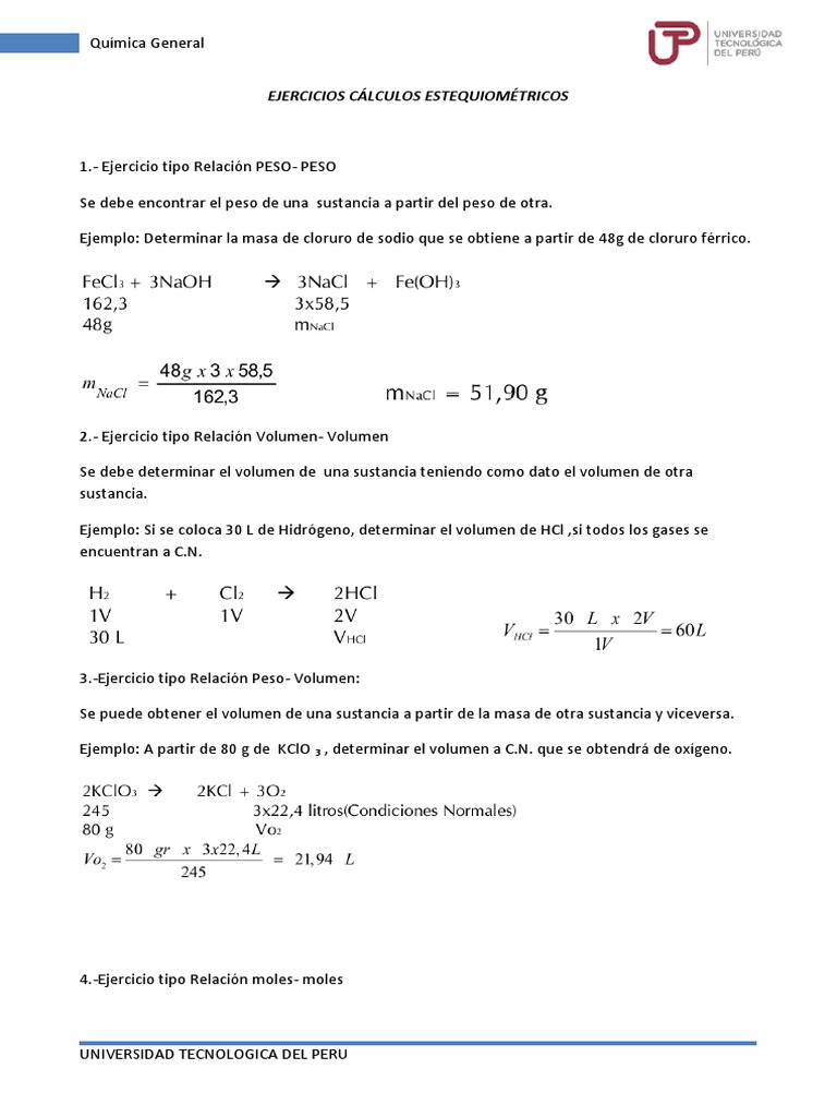 Ejercicios Resueltos Calculos Estequiometricos PDF | PDF | Mole (Unidad) | Reacciones químicas