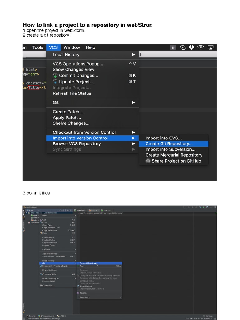 Link Project to Git in WebStorm | PDF