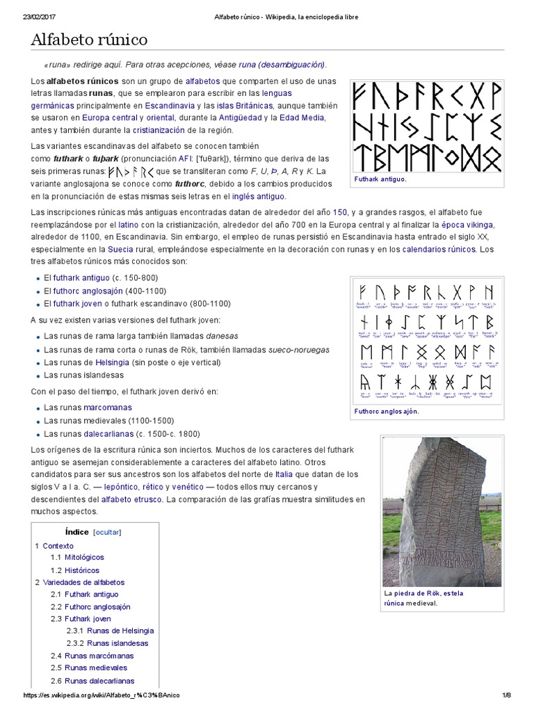 Alfabeto Rúnico: Historia y Variedades | PDF | Runas | Colación