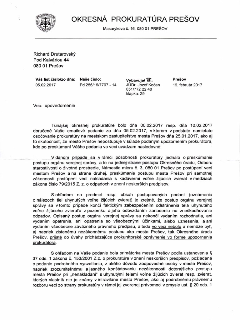 Okresná Prokuratúra - Kadávery | PDF