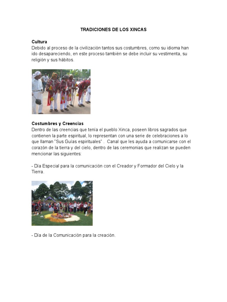 Costumbres y tradiciones del pueblo xinca | PDF