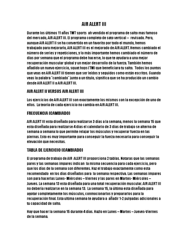 Mejora tu salto con AIR ALERT III | PDF | Ejercicio físico | Músculo