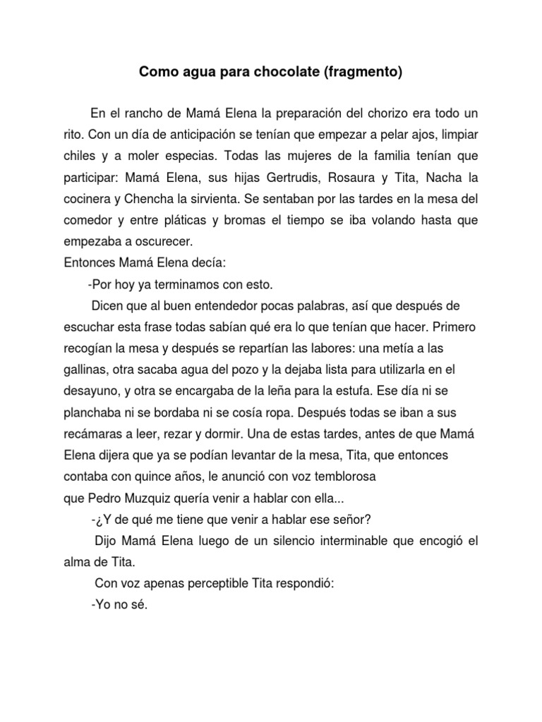 Como Agua para Chocolate | PDF | Ocio