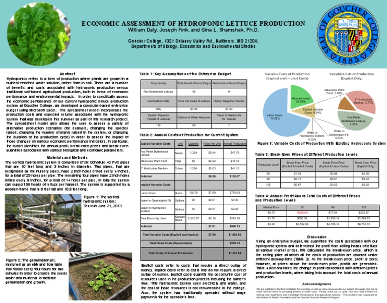 Economic Assessment of Hydroponic Lettuce Production | PDF | Hydroponics | Economics