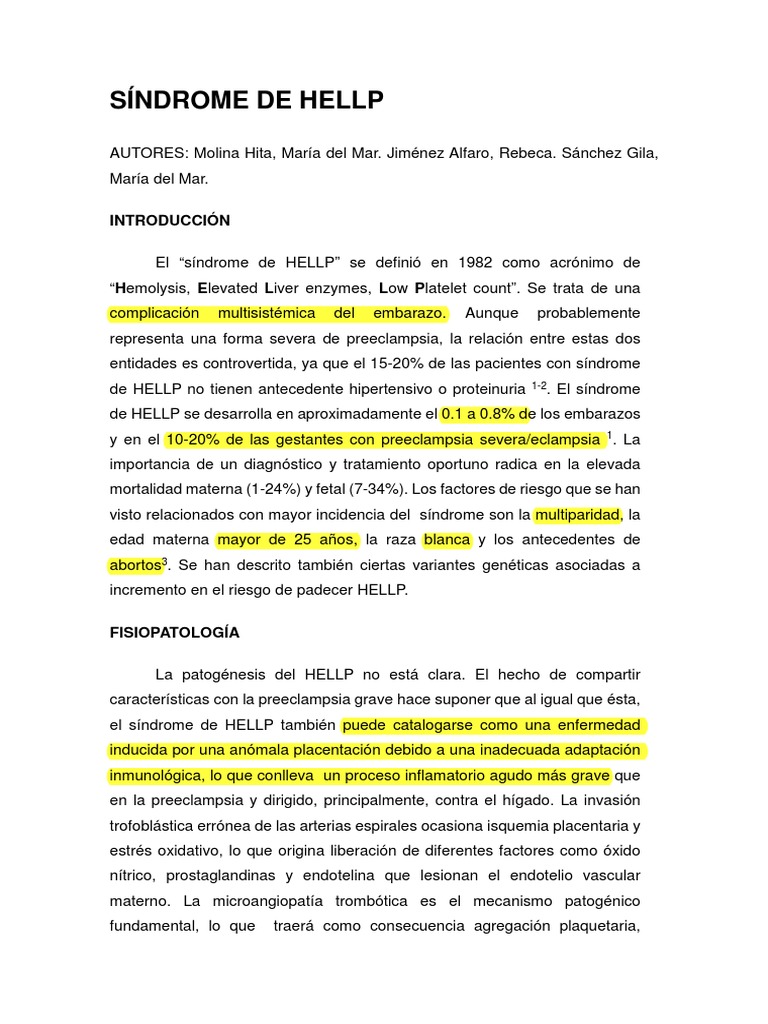 Sindrome de Hellp | PDF | Salud maternal | Parto