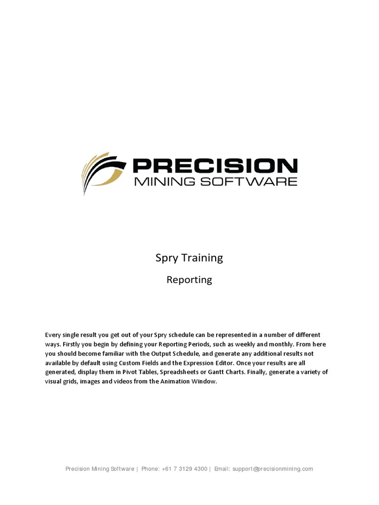 Spry Documentation 2016 Part 3 Reporting | PDF | Microsoft Excel | Spreadsheet