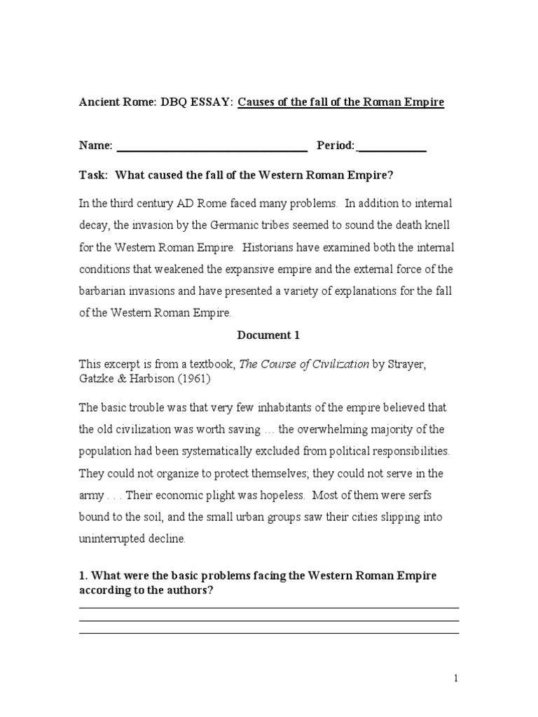 Fall of Rome DBQ | PDF | The History Of The Decline And Fall Of The ...