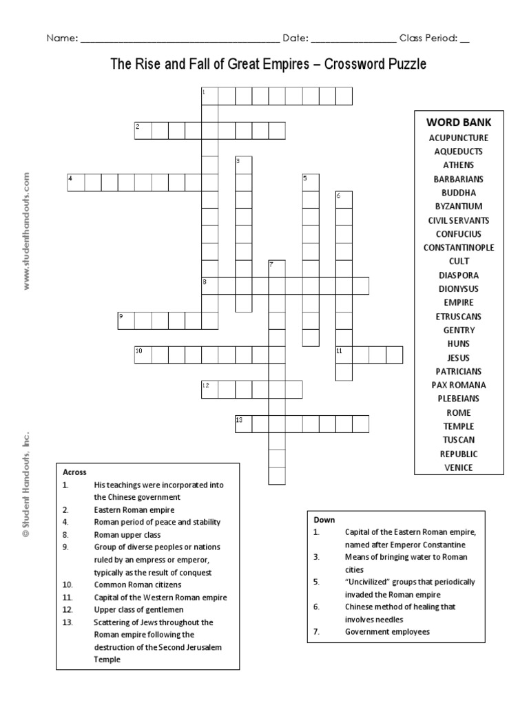 Rise and Fall Crossword | PDF | Byzantine Empire | Constantinople