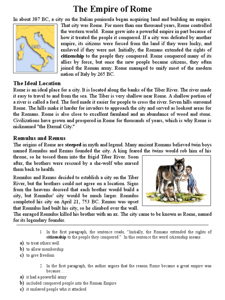 The Empire of Rome Intro Reading | PDF