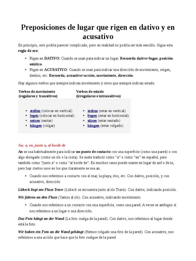 Präpositionen Akk Und Dat | PDF | Verbo | Relaciones sintácticas