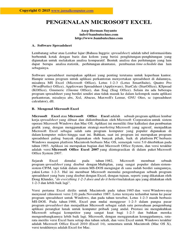 Excel - Pengenalan Microsoft Excel PDF | PDF