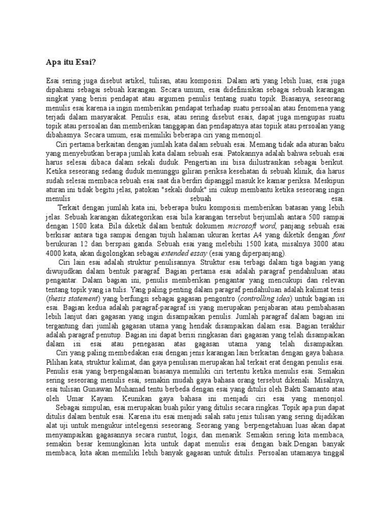 Panjang Ideal Esai dan Strukturnya | PDF | Karier & Perkembangan | Seni & Disiplin Bahasa