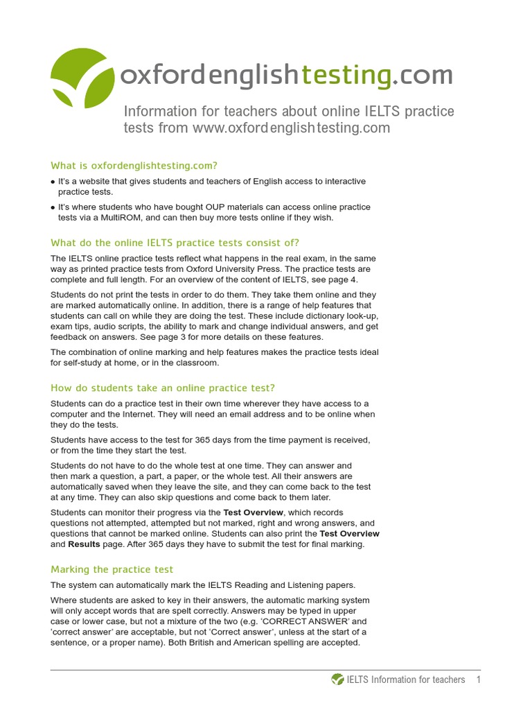 An Overview of Online IELTS Practice Tests from Oxford English Testing ...