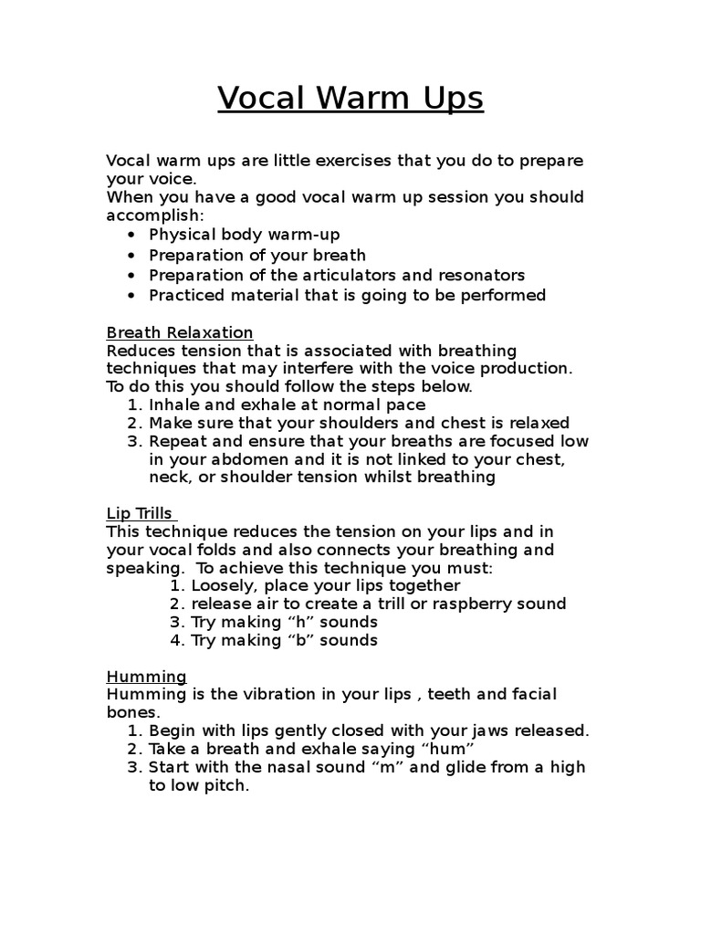 Unit 4 Assignment 2 Vocal Warm Ups A Clarke | PDF | Career & Growth
