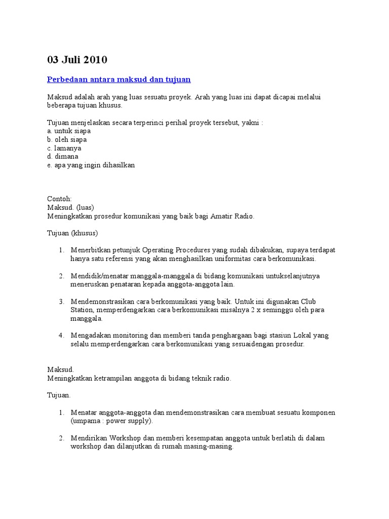 Contoh Maksud Dan Tujuan - Aneka Contoh