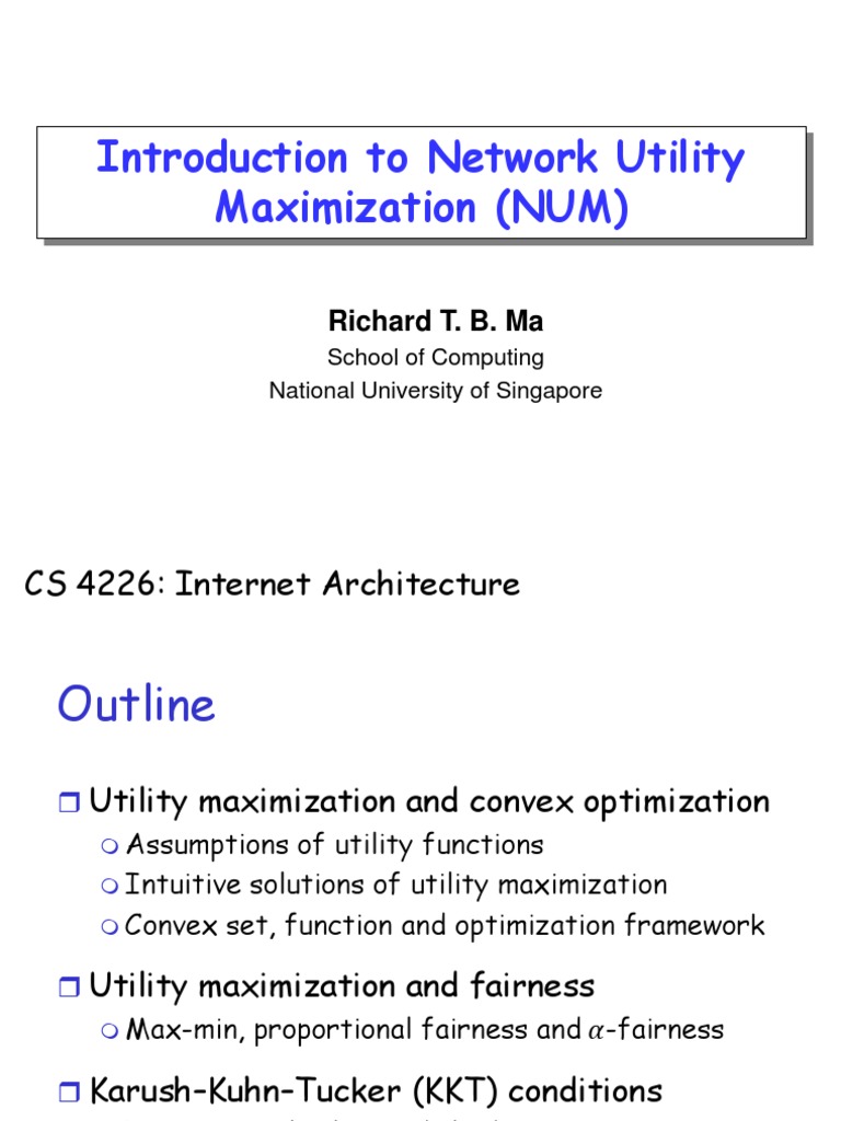 Network Utility Maximization Pdf Mathematical Optimization Maxima