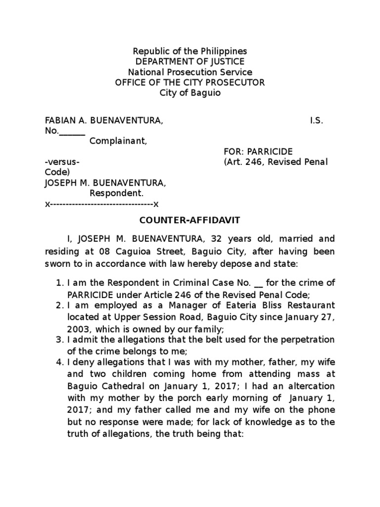 Counter Affidavit | PDF | Criminal Justice | Crime & Violence