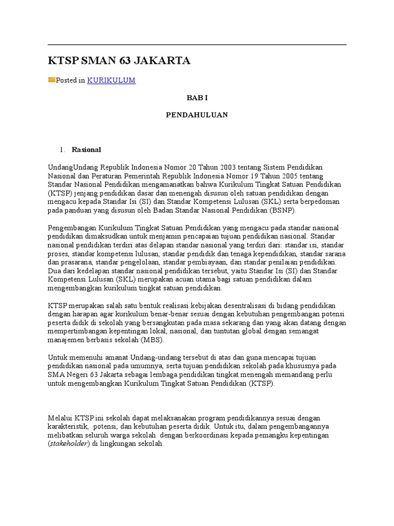 KTSP Sman 63 Jakarta | PDF