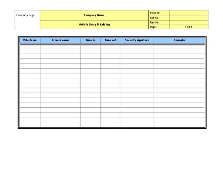 Vehicle Exit Entry Log | PDF