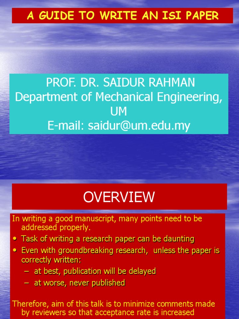 A Guide To Write ISI An Paper | PDF | Search Engine Optimization | Citation