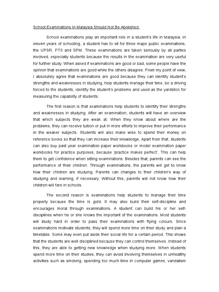Public Exams in Malaysia Should Be Abolished or Not | PDF | Test ...