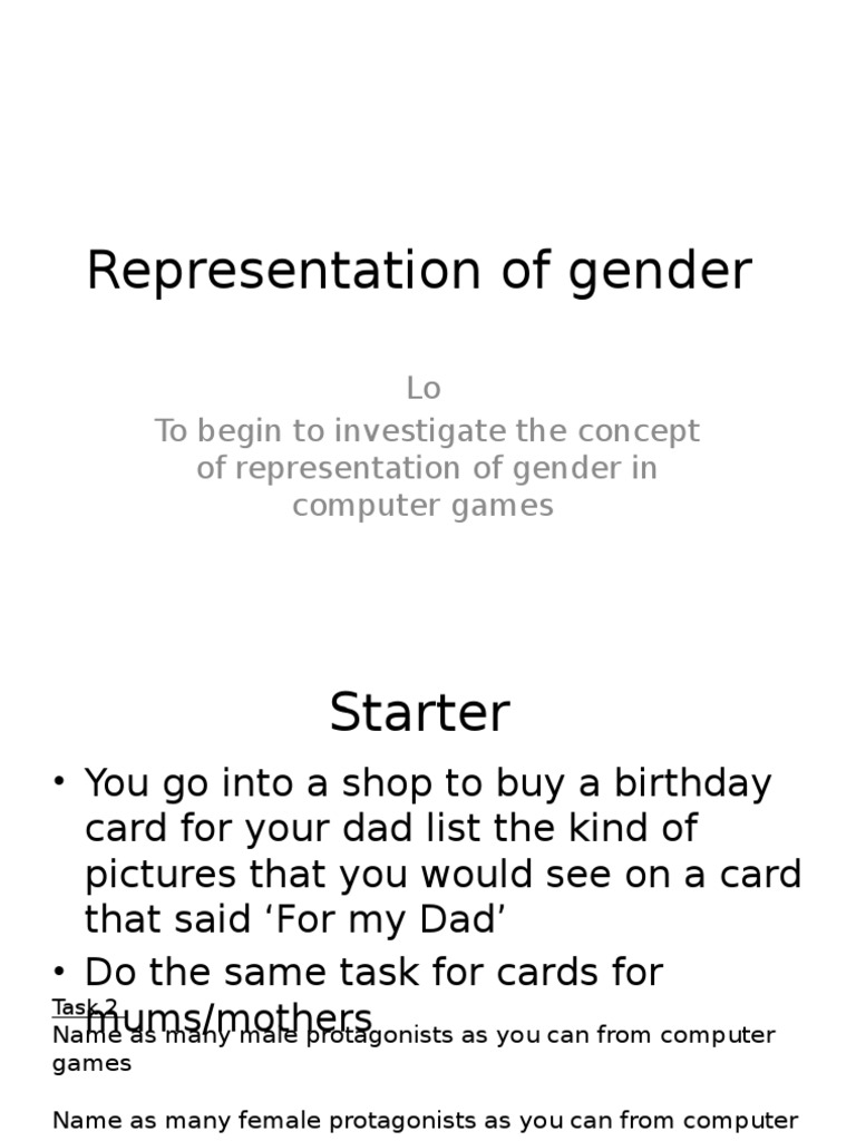 Gender Representation in Video Games | PDF | Social Science