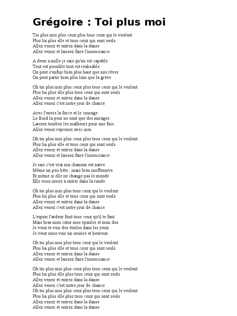 Grégoire toi plus moi