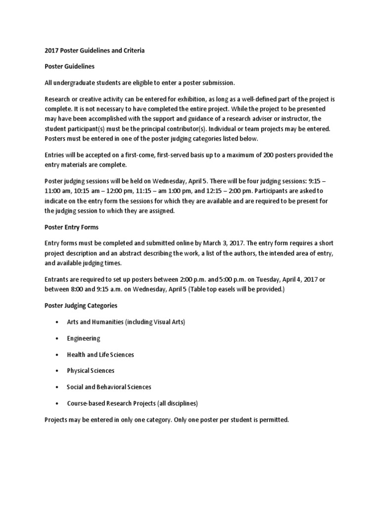 2017 Undergraduate Poster Submission Guidelines | PDF | Information ...