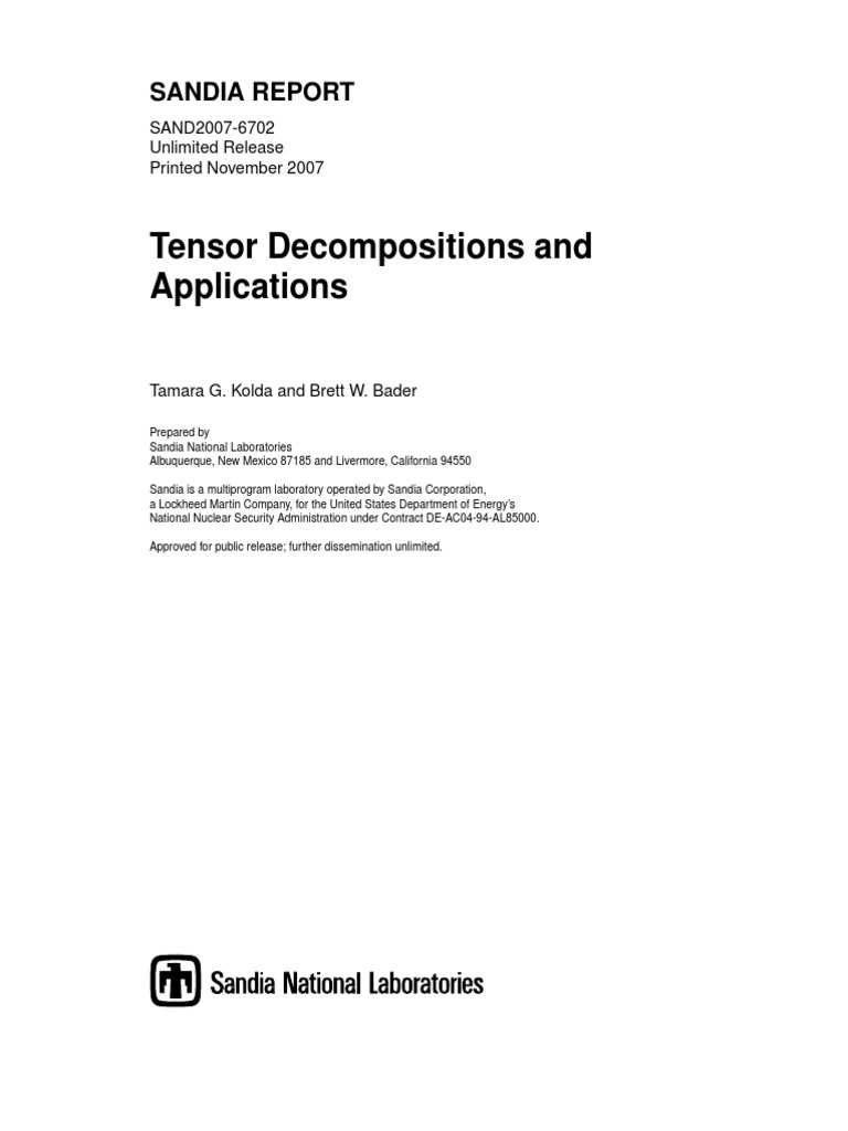 Tensor Decompositions Overview | PDF | Tensor | Matrix (Mathematics)