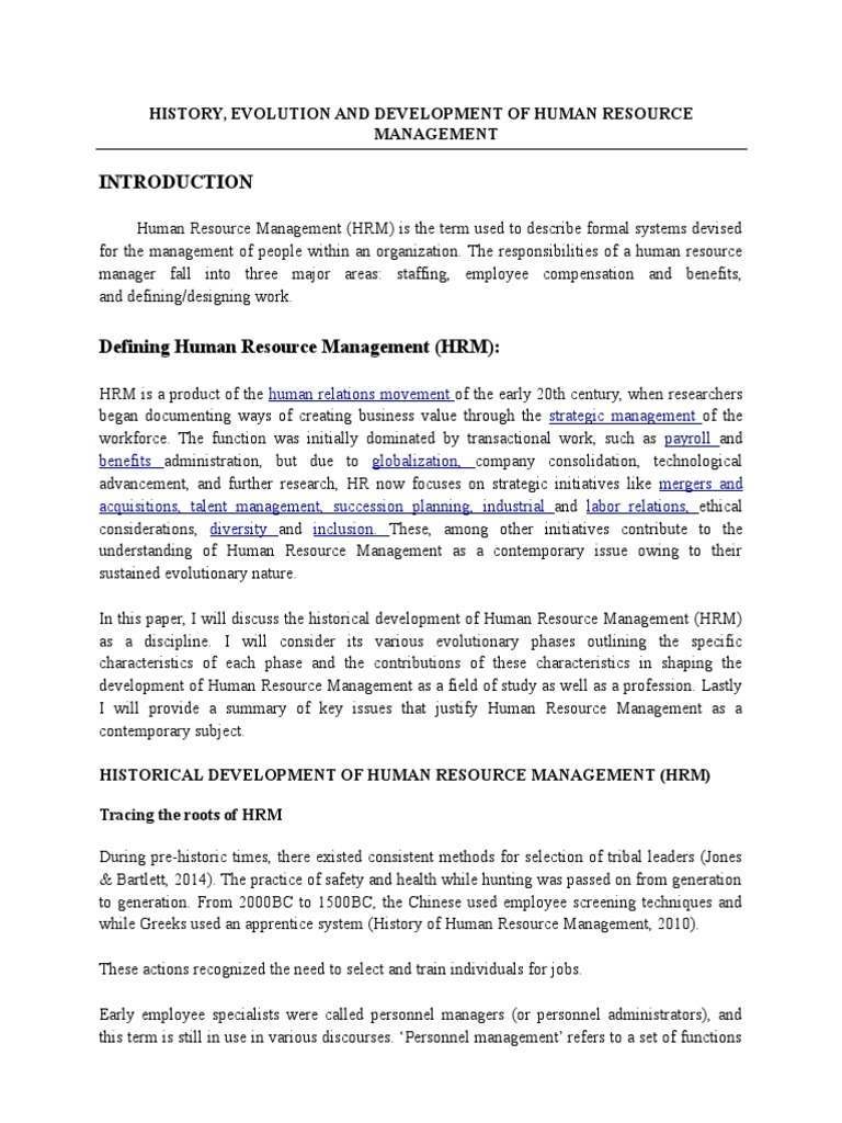 Evolution of HRM | PDF | Human Resource Management | Employment