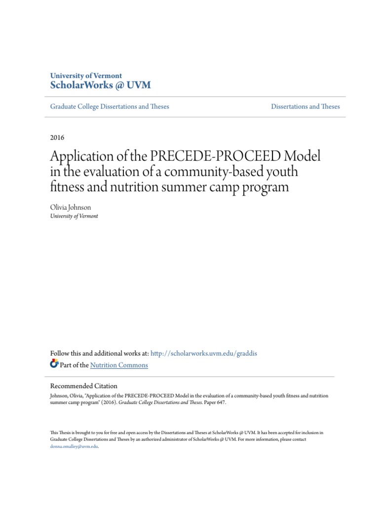 Application of The PRECEDE-PROCEED Model in The Evaluation of A C ...