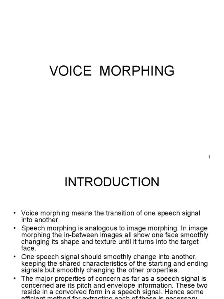 Voice Morphing Pdf Signal Electrical Engineering Discrete Fourier Transform
