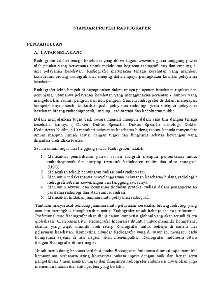 Standar Profesi Radiografer | PDF | Pengembangan Diri | Sains & Matematika