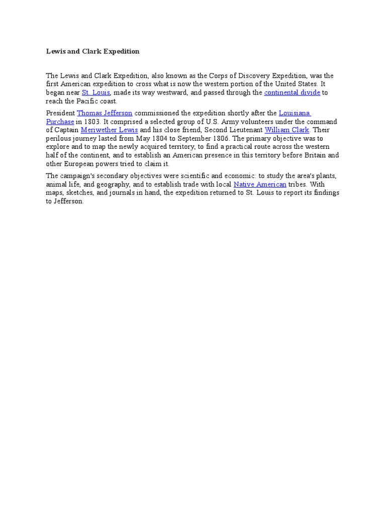 Lewis and Clark Expedition Overview | PDF