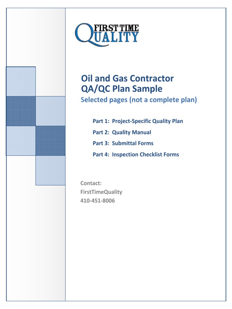 Oil and Gas Quality Control Plan Sample | Hvac | Quality Assurance